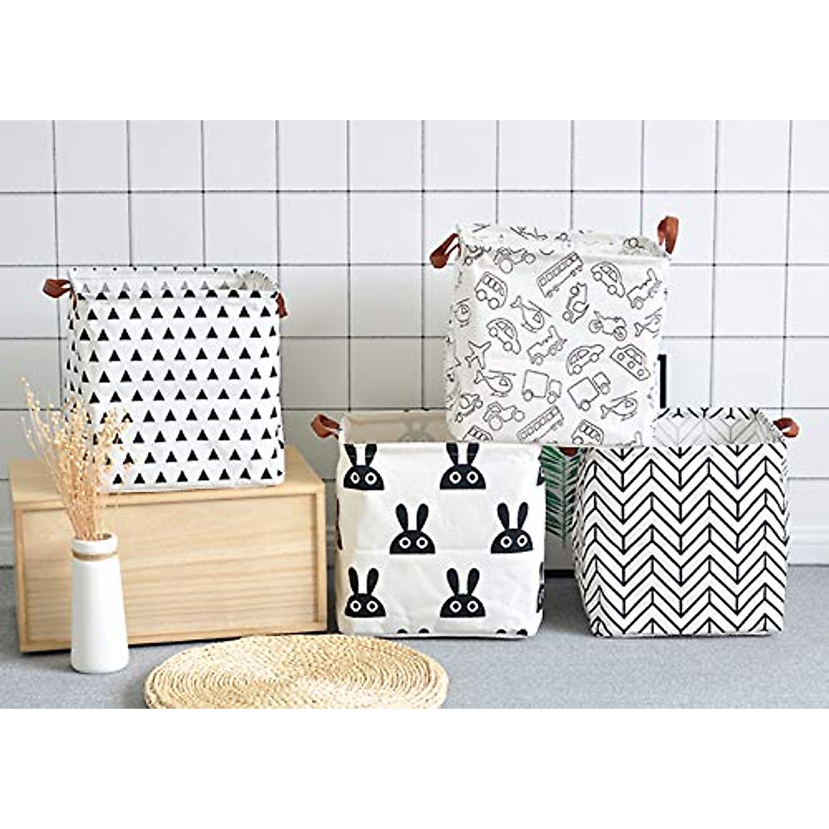 Square Storage Basket Fabric Organizer Bin for Toys,Books,Clothes,Gifts,Pets-Perfect for Home,Office,Nursery,Dorm,Shelf, Gift Baskets(Geometric)