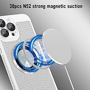 Mophinda Cooling Breathable Phone case，Logo View Magnetic Anti Fingerprint Contain Anti Scratch Film for Lens Men Boys Women Girls for iPhone 13 Pro Max 6.7’’（White）