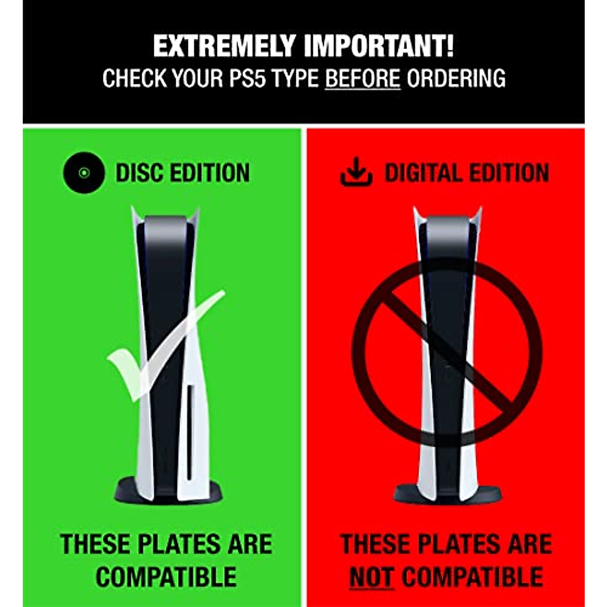 Foamy Lizard StealthPlates PS5 Vented Faceplate for The Playstation 5 Console, Replacement Shell Accessories, Protective High Strength ABS, Cooling Vents, Precision Fit (Black Viper - Disc Edition)