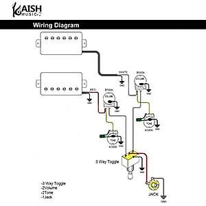Guitar Prewired Wiring Harness Humbucker Solderless Wiring Harness 2V2T with 500K Pots and 3 Way Toggle Switch For LP Les Paul Standard Series