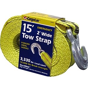2" x 15' x 10,000 lbs - Tow Strap, Hooks