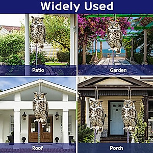 Kungfu Mall Fake Owl: Carboard Plastic Owls, Hanging Garden Owl with Reflective Tape, 2pcs 2D Reflectors for Porch Roof Tree Pool Window