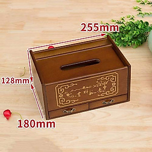 Living Room Home Creative Pumping Box Multifunctional Tissue Box Coffee Table Napkin Paper Box Wooden Remote Control Box Wood Mahogany Color Tissue Box Remote Control Storage Box (Brown)