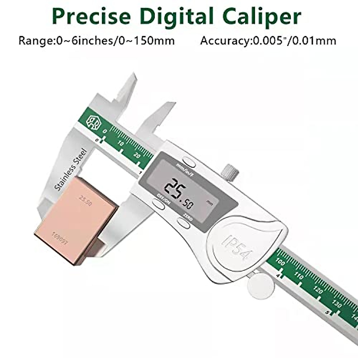Digital Caliper,0-6'',Dekiraych Metric,Inch,Fraction Caliper Measuring Tool, Stainless Steel Electronic 6 inch Caliper Measurement Tool, IP54 Waterproof Vernier Caliper, Large LCD Display (150mm)