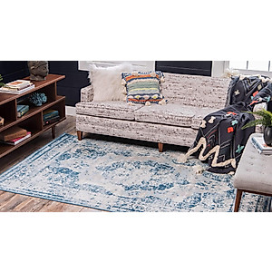 Unique Loom Sofia Collection Area Rug - Salle Garnier (9' x 12' 2" Rectangle, Blue/ Ivory)