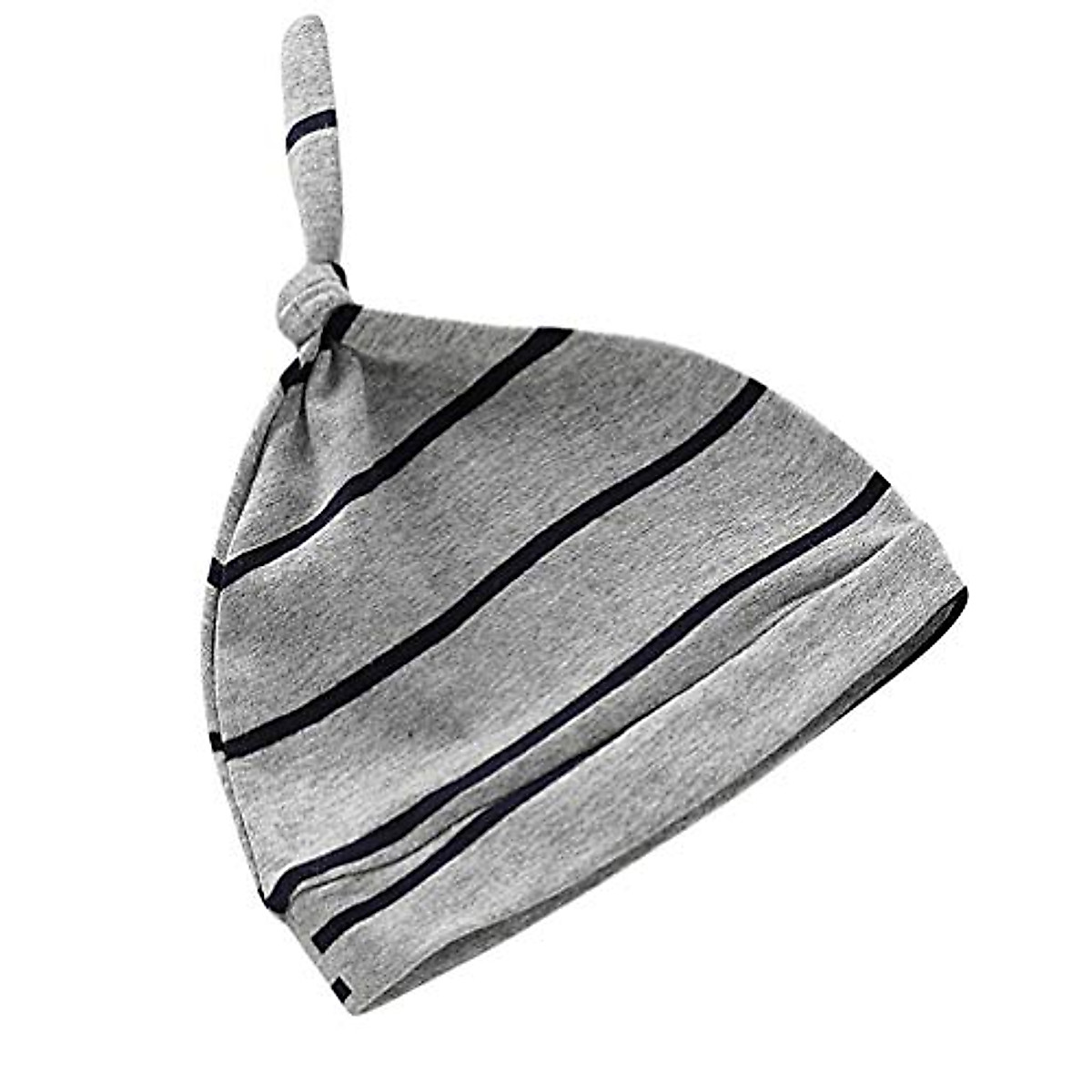 COLOOM Infant Baby Gown Newborn Knotted Sleeper Striped Sleep Gowns Swaddle & Cap (Grey Stripes, 0-6Months)