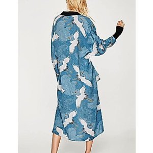 Beach Kimono Cardigans for Women Open Front Swimsuit Cover Up Graphic Print Bathing Suit