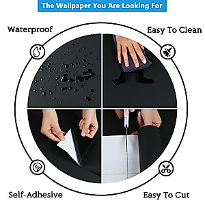 CRE8TIVE Black Wallpaper Peel and Stick Modern 24"x118" Wide Self Adhesive Matte Black Contact Paper for Countertops Waterproof Decorative Thick Black Vinyl Roll for Kitchen Bedroom Walls Cabinets