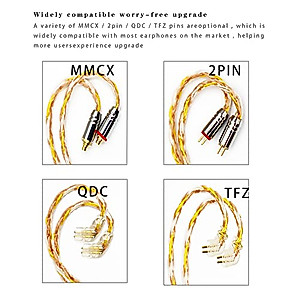 FEDAI Earphone Cable Upgrade 16 Core Silver Plated Copper Cable HiFi Headphones IEM Cable with 2 Pin for ES4 ZST ZSN AS10 ZS10 CCA C10 C16 ZSX ZS10 PRO AS16 ZSR TRN V80 V90 BA5C12(2.5mm,2pin)