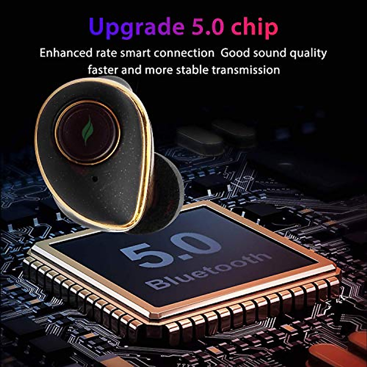 Jungle Beat | True Wireless Earbuds with Memory Foam Tips Included | Heavy Bass Sweat Proof Bluetooth Dual Earpieces with Microphones & Charging Case 18 HR Playtime | 3D Stereo Sound (Gold)