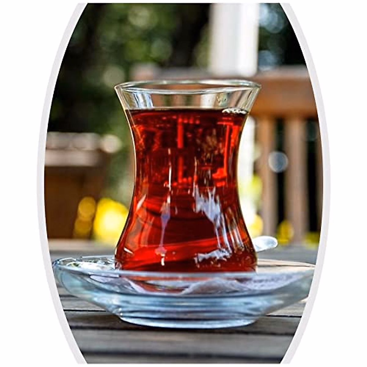 UMS Turkish Tea Glass Set - Slim Waist Design and Thick Sole Prevent Tea From Getting Cold, Easy to Keep for 6 People, 6 Saucers, 6 Glasses, Useful Tea Set (12 Pieces)