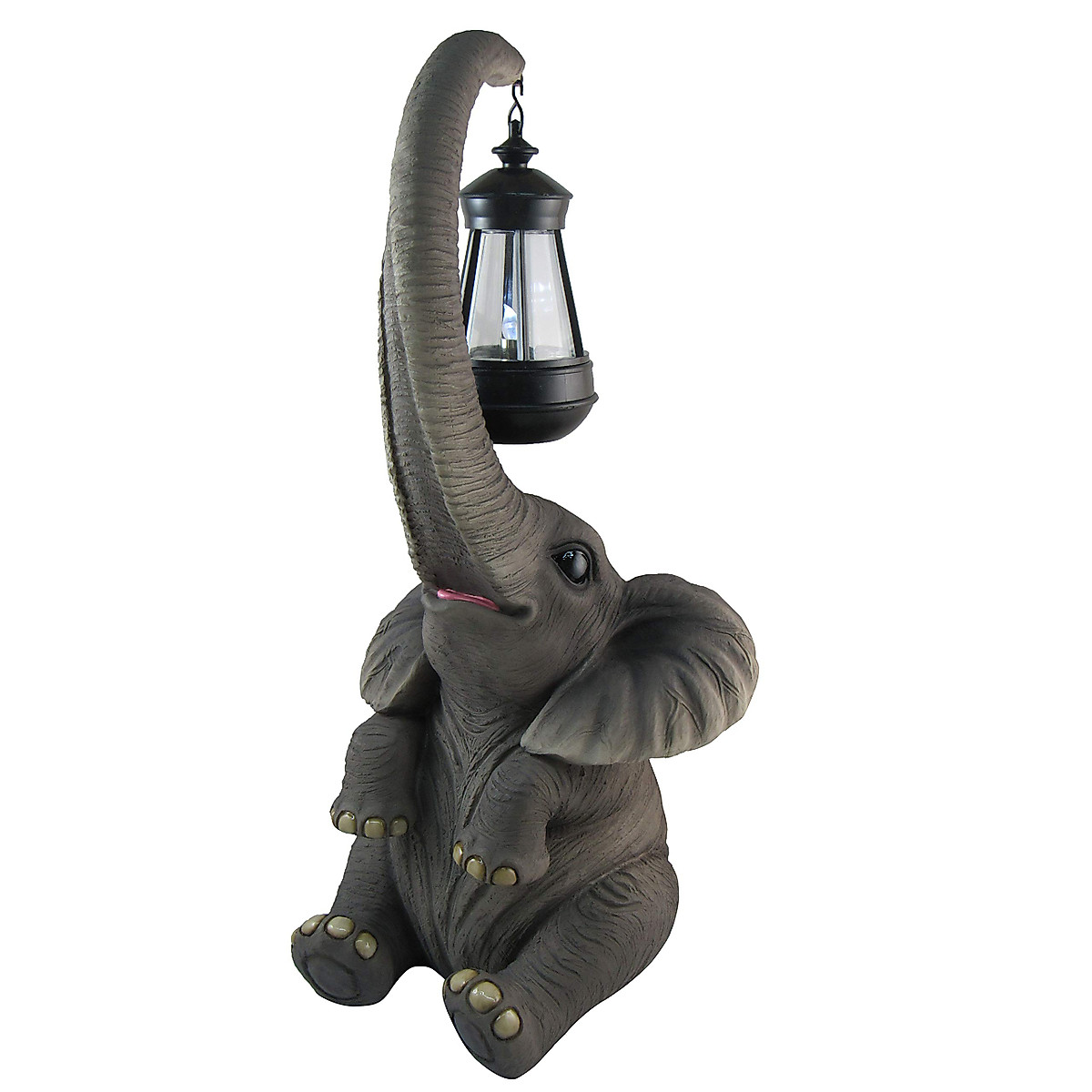 DWK "Lucy Solar Baby Elephant Lantern | Front Porch Decorations for The Home | African Patio and Garden Sculptures | Yard Art | Statues and Figurines - 17"…