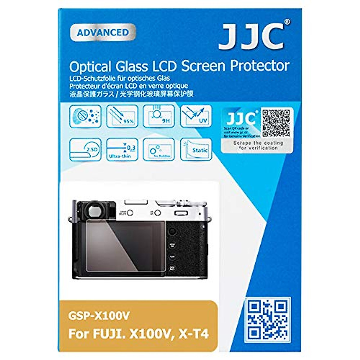 JJC Anti-Scratch Tempered Glass Camera Screen Protector Cover for Fujifilm X100V X-T4 XT4 X-E4 XE4 Digital Camera Screen Protection