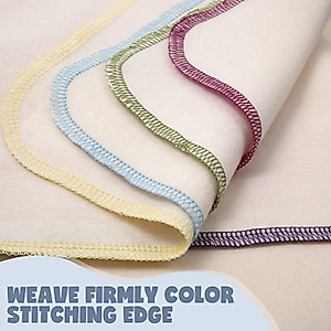 Mimorou 45 Pcs Flannel Cloth Baby Wipes Reusable Baby Diapers Wipes Washable Natural Unbleached Baby Face Wipes Soft and Sturdy Cloth Wipes 5 Colors Outer Stitching 8 x 8 Inches, 1.0 Count