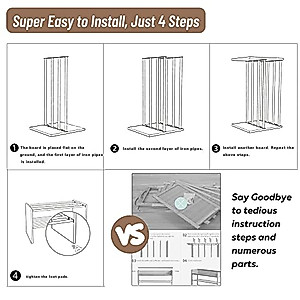 comax Industrial Shoe Rack for Entryway Closet, 2 Tier Small Shoes Rack Organizer Wooden Rustic Shoe Shelf with Metal Tube, Free Standing Two Tier Shoe Stand Sturdy Farmhouse Shoe Storage Rack 24 Inch