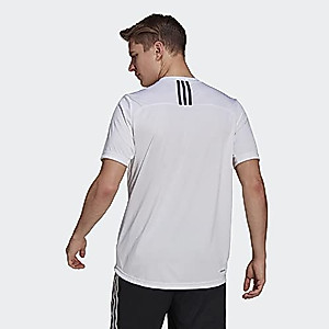 adidas Men's Primeblue Designed 2 Move 3-Stripes Tee, White/Black, XX-Large