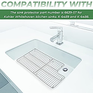6639-ST Kitchen Bottom Basin Sink Rack for Kohler Whitehaven K-6488 and K-6489 304 Stainless Steel Sink