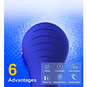 NågraCoola CLIE Facial Cleansing Brush, Waterproof and Rechargeable Face Scrub Brush for Men & Women, Cleansing, Exfoliating and Massaging, Electric Face Scrubber - Blue