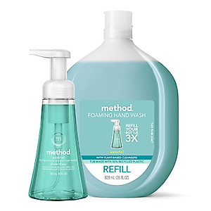 Method Foaming Hand Soap and Handsoap Refill, Waterfall, 10 fl oz. and 38 Fl Oz., 2 Count (Variety Pack)