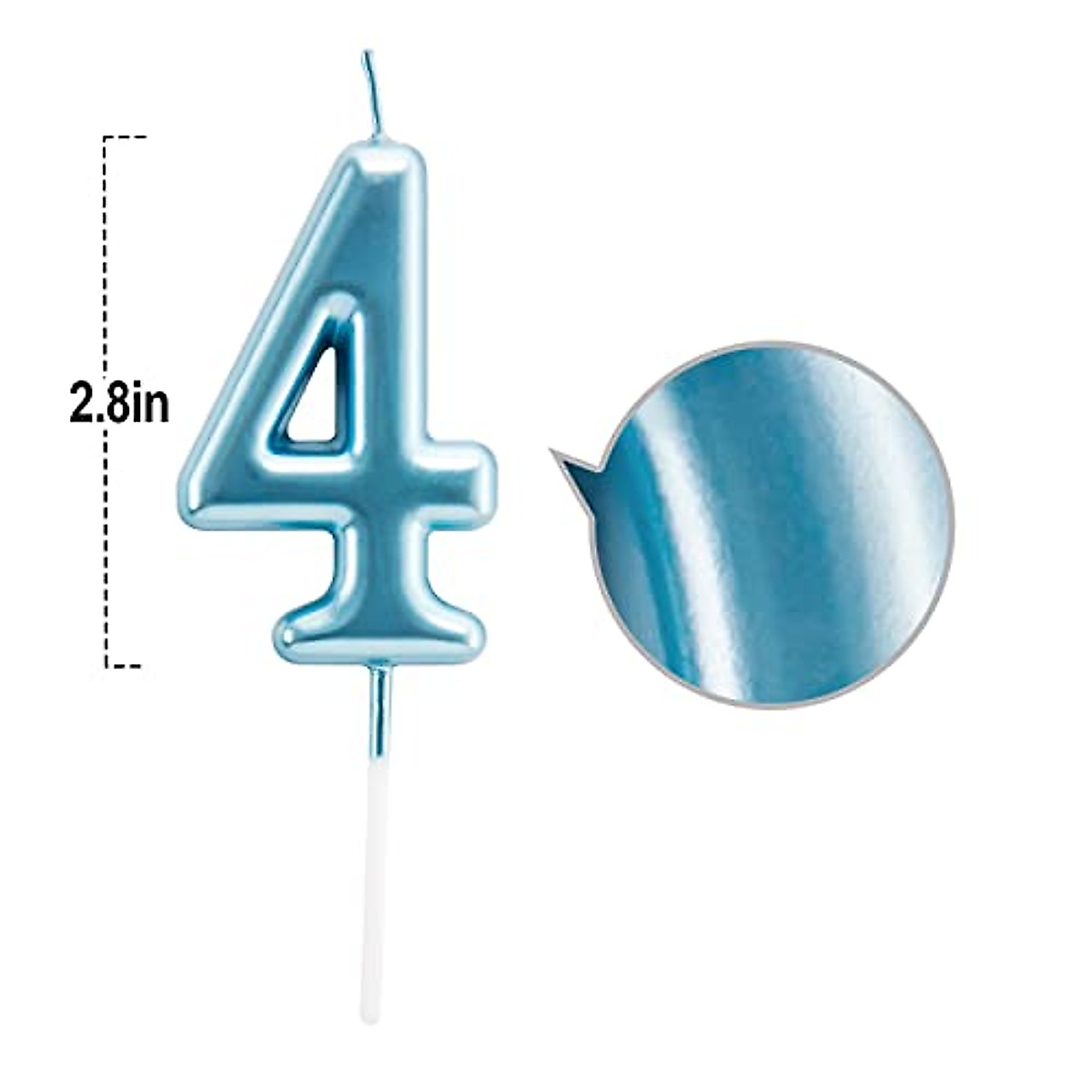 Birthday Candle Blue Happy Birthday Number Candles for 4th Cake Topper Decoration for Party Kids Adults Numeral 4