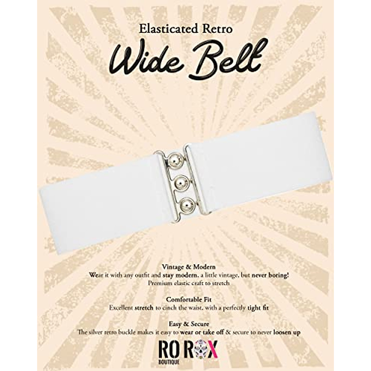 Ro Rox Retro Vintage Belt | Elastic Belt Women's Accessories | 50s Nurse Belt | Waist Belt For Women & Ladies