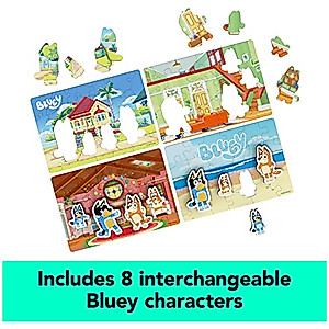 Bluey 4-Pack of Wooden 24-Piece Puzzles with Interchangeable Pieces | Bluey Birthday Party Supplies | Bluey Party Favors | Bluey Toys for Kids Ages 3+