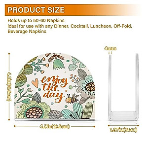 Napkin Holder, Clear Acrylic Paper Napkin Holders Flowers and Bees Enjoying The Day Tissue Box Dispenser Stand Tabletop Space Saver Upright Napkin Towel Holders for Kitchen Restaurant Home Decor
