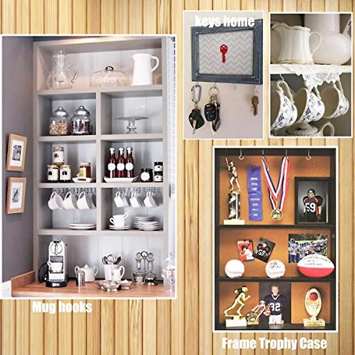 Shells 50PCS Silver Color Zinc Plated 1.28 Inches Metal Cup Hooks Round End Screw Hooks Self-tapping Screws Hooks