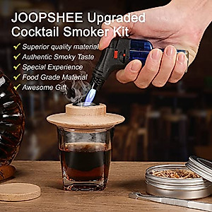 Cocktail Smoker Kit Whiskey Wine BBQ, Bar Party Flavor Drink Smoker Include Cherry Wood Chips, Filter, Tweezers, Drink Smoker Whiskey Lover, Christmas Gifts for Men/Brother/Dad/Grandpa