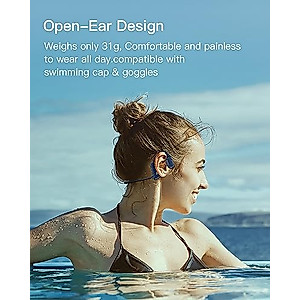 Guudsoud Swimming Headphones,Bone Conduction Headphones Bluetooth 5.3,IP68 Waterproof Headphones Sport Earphones with MP3 Player 32G Memory,Wireless Open Ear Underwater Earbuds for Running,Cycling