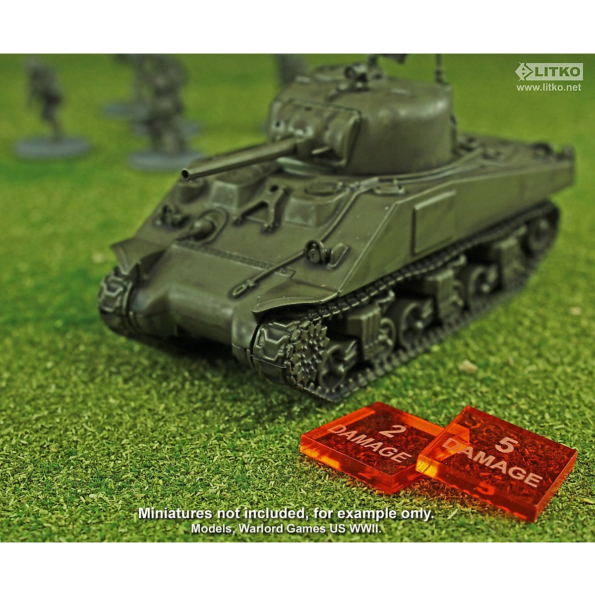 LITKO Numbered Damage Token Set, Fluorescent Amber (20)