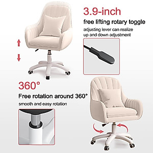 XUEGW Home Office Chair Computer Chair with Mid-Back Upholstered Modern Tufted Computer Task Chair Swivel Height Adjustable Velvet Accent Chair.