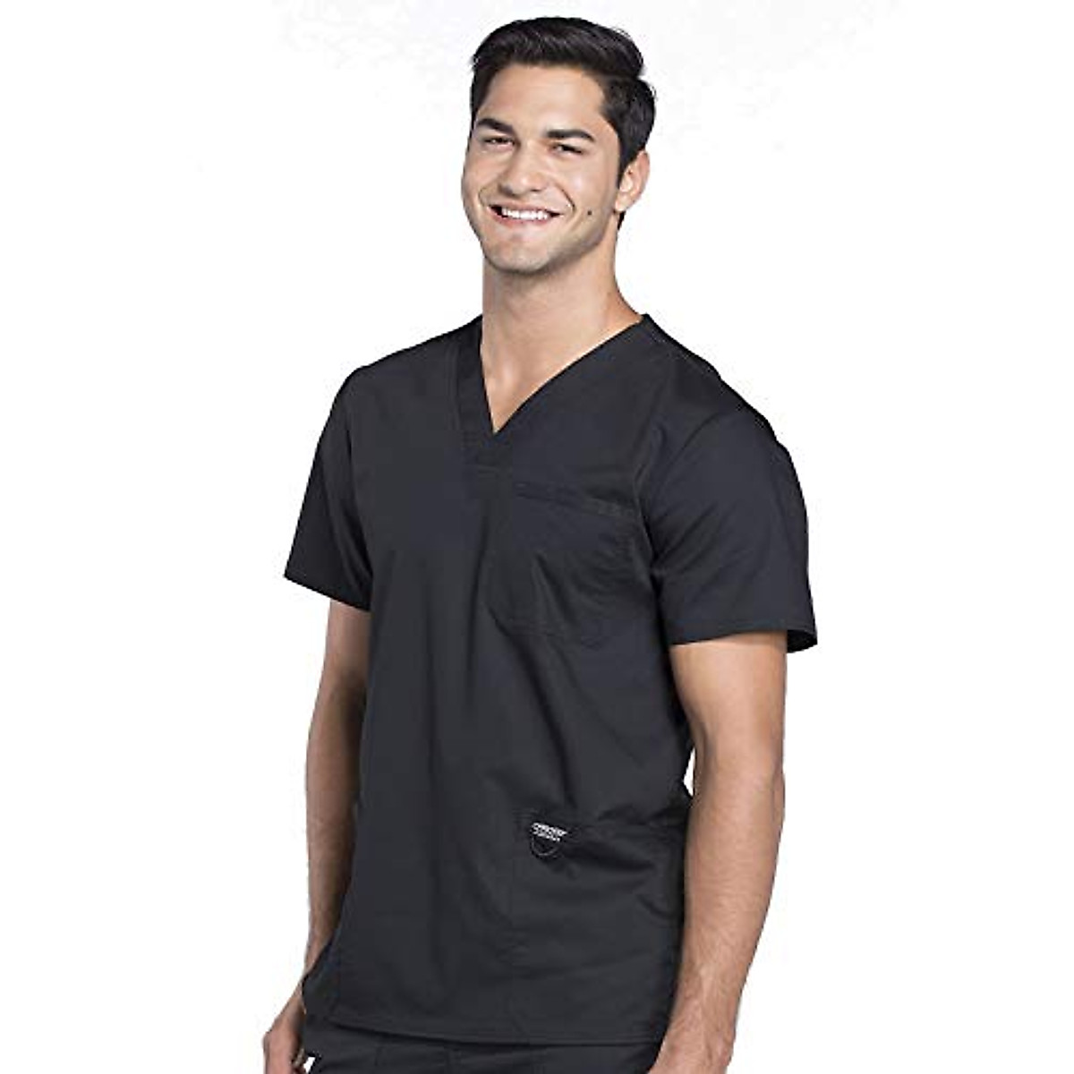 Cherokee V- Neck Men's Scrubs Top with Pockets WW670, L, Black