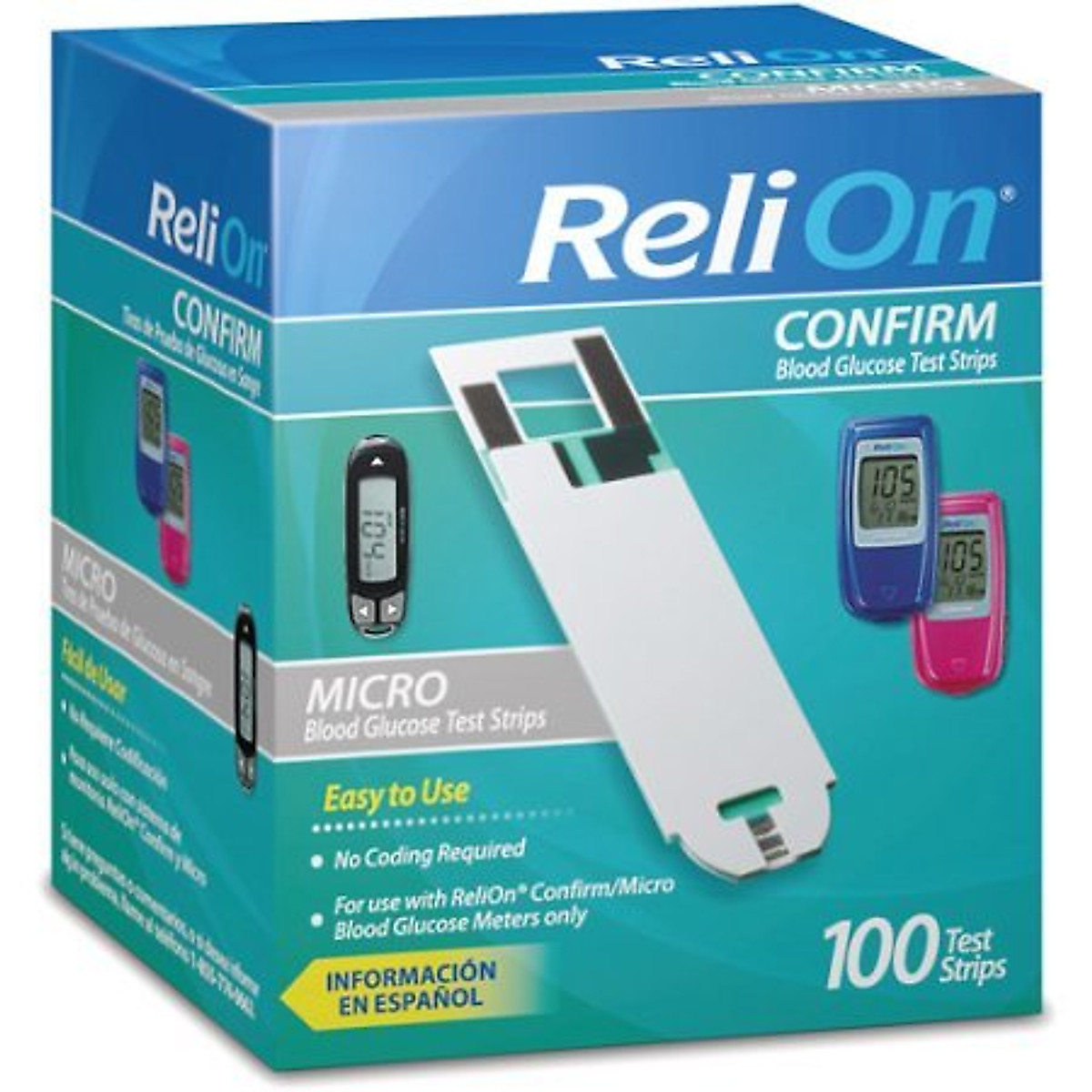 ReliOn Confirm/micro Blood Glucose Test Strips 100 count /Model: 712100
