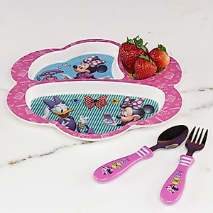 Zak Designs Minnie Easy Grip Flatware Fork And Spoon Utensil Set – Perfect for Toddler Hands With Fun Characters, Contoured Handles And Textured Grips, Minnie Bowtique | ⭐️ Exclusive
