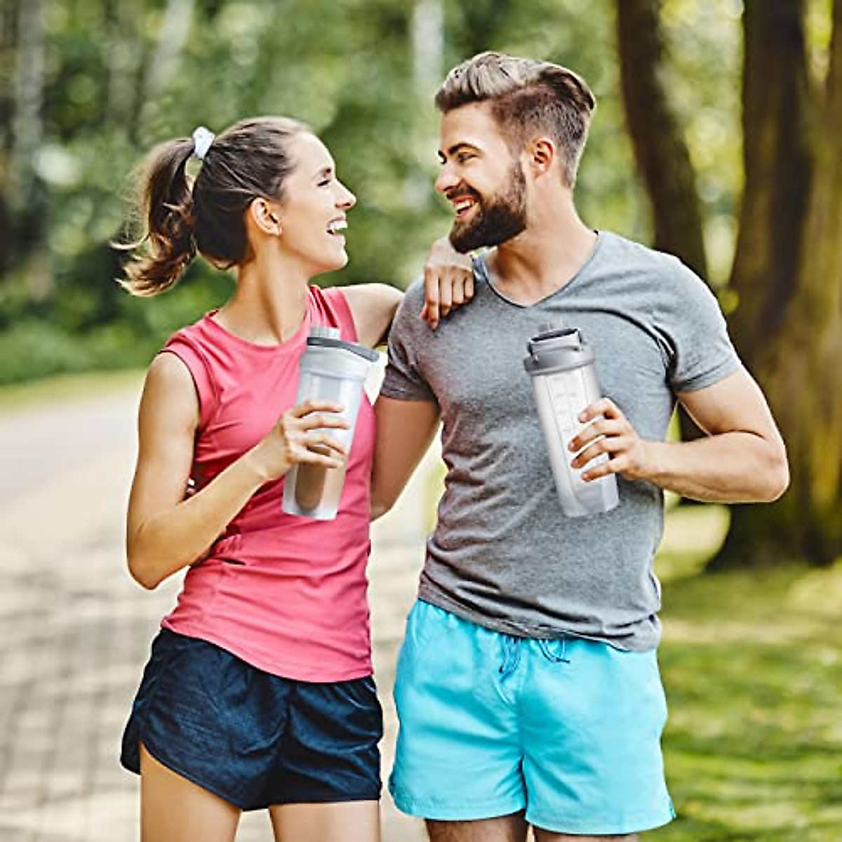 Lyeasw 24 OZ Shaker Bottle for Protein Mixes, BPA Free Leakproof Portable Clear Shaker Cups for Workout, 2 Pack