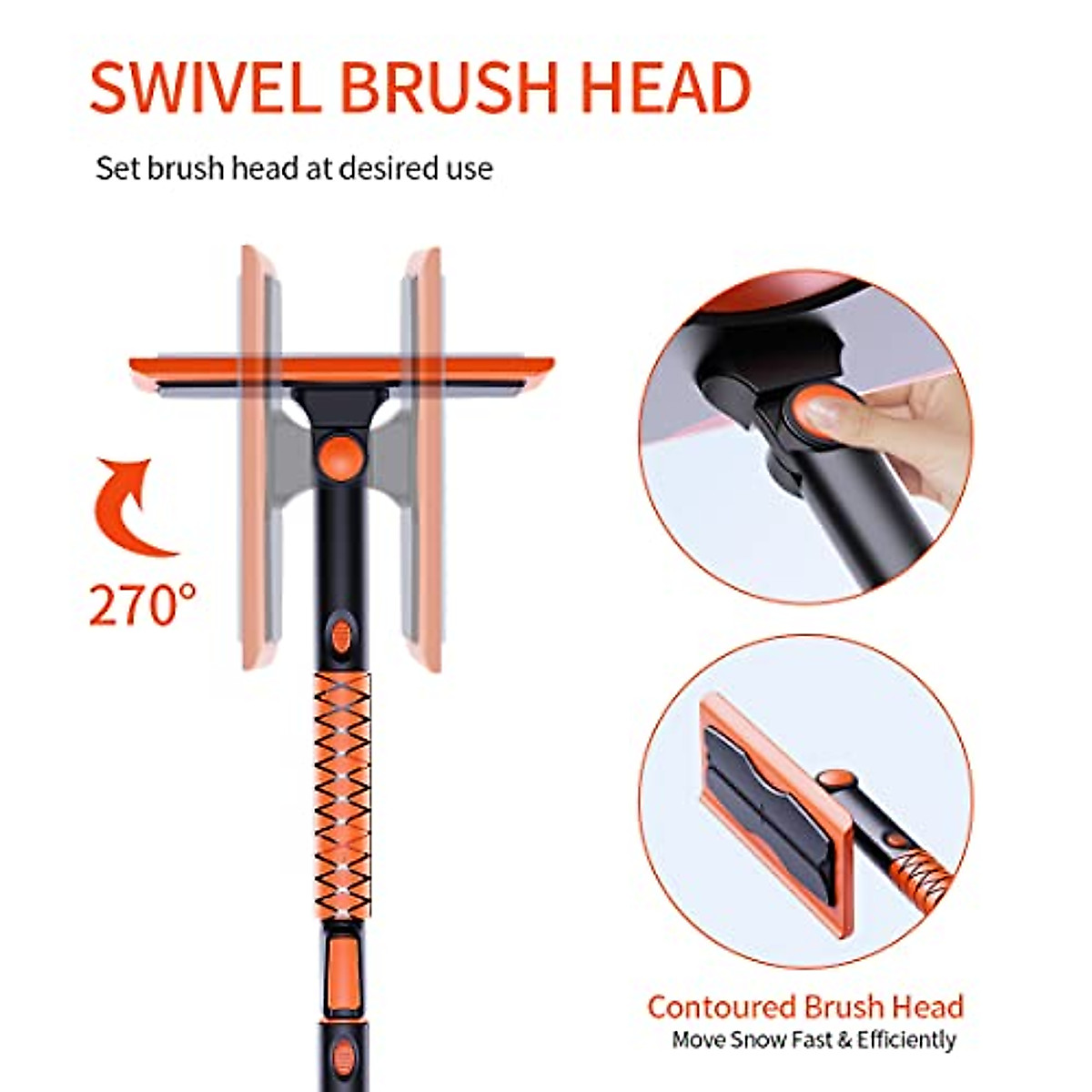 suitU 49" Snow Broom and Ice Scraper Extendable Foam Car Snow Brush, Snow Scraper for car, Foam Grip, Auto Window Windshield Snow Removal Brush for Car, SUV, Truck