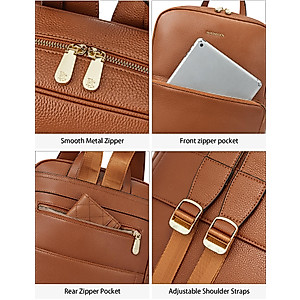 BOSTANTEN Leather Laptop Backpack for Women 15.6 inch Computer Bag Stylish College Daypack Travel Bag