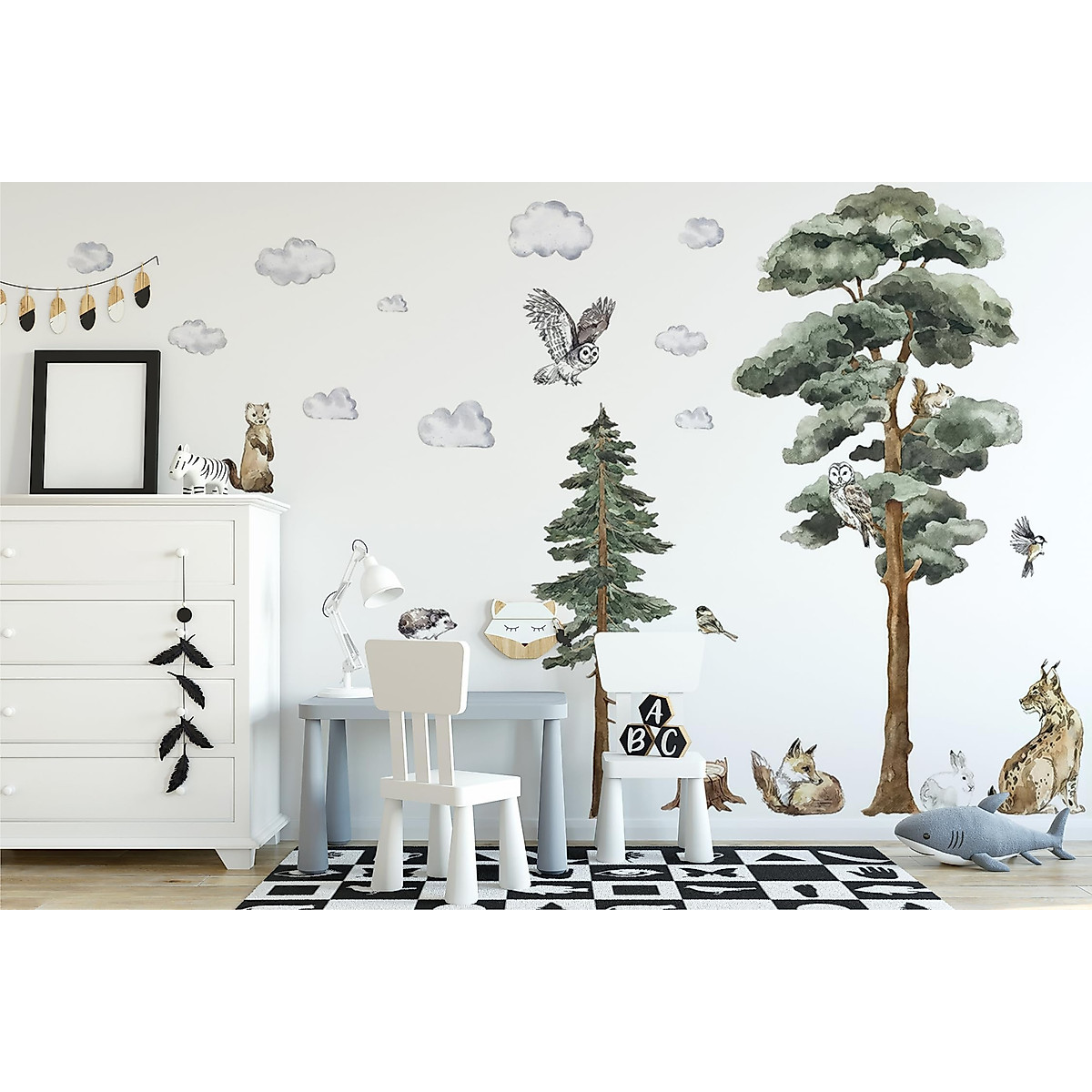Woodland Forest Animals Big Wall Stickers Nursery Decoration Bedroom Removable Decals
