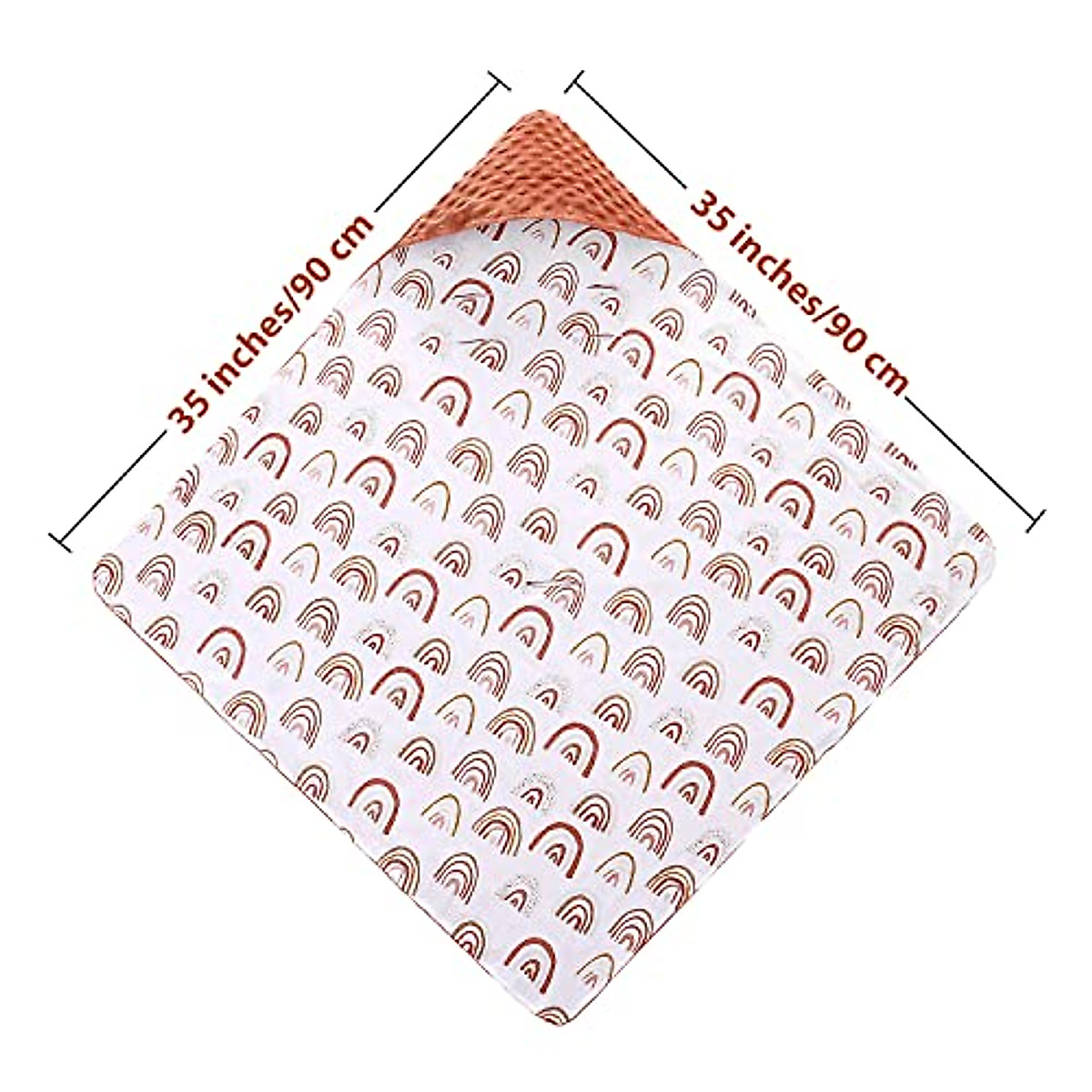 Swaddle Blanket for Stroller Minky Baby Blanket with Hat 35 x 35 inches Newborn Baby Bunting Bag for Stroller Seat Liners, Baby Carrier, High Chair, Shopping Cart, Lounger Canopy (Rainbow)