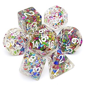 Haxtec DND Dice Set 7PCS Polyhedral D&D Dice for Roleplaying Dice Games as Dungeons and Dragons (Confetti White)