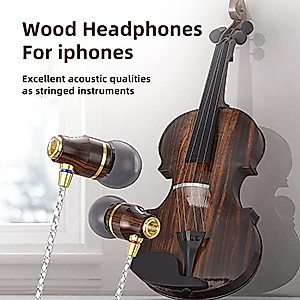 KBEAR Wooden iPhone Headphones Earbuds Earphones wtih Lightning Connector, [Apple MFi Certified] Lightning Headphones for iPhone with Microphone Controller, Compatible All Apple Devices Black