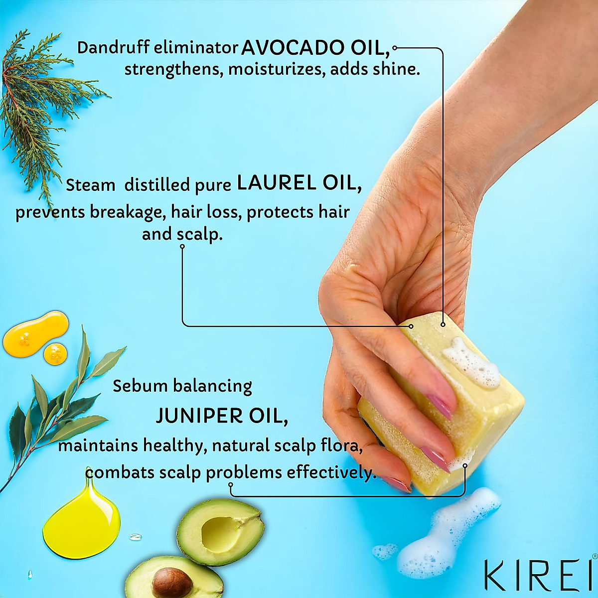 Kirei SHIBUMI Anti-Dandruff 2in1 Shampoo & Conditioner Bar for Oily&Dry Flaky Scalp Nourishing Treatment Solid Shampoo Bar