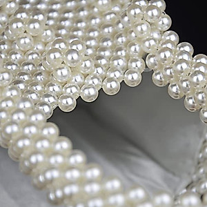 Miuco Womens Beaded Handbags Handmade Weave Crystal Pearl Mini Bags Wedding clutch
