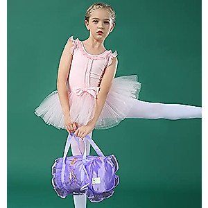 PAOTIT Girls Ballet Dance Backpack Personality Tutu Shoes Duffel Bags Ballerina Backpack (02 Purple)