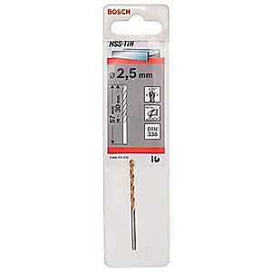 Bosch 2608596676 DIN338 Metal HSS-Tin Drill Bit, 2.5mm x 30mm x 57mm