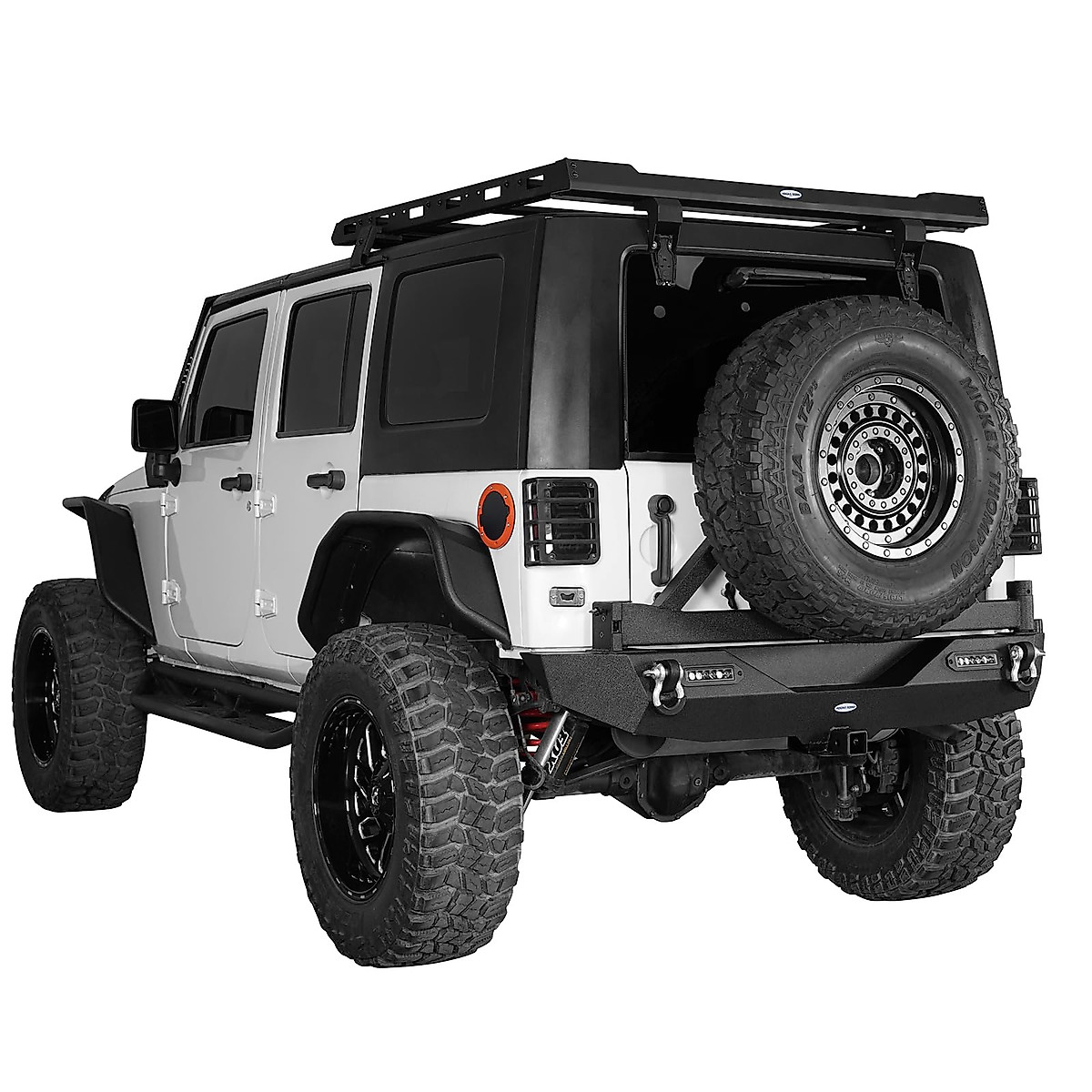 u-Box for Jeep Wrangler JK 07-18 Front and Rear Bumpers Combo w/Tire Carrier & Winch Plate & Hitch Receiver