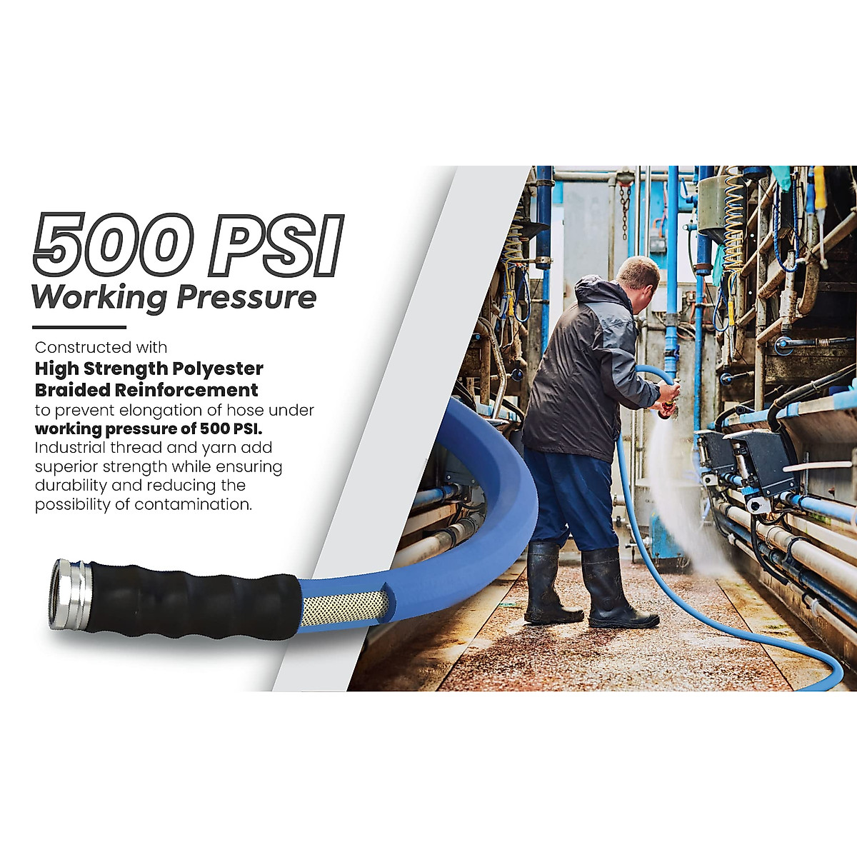 AG-LITE BSALONE25 1" x 25' Hot/Cold Water Rubber Garden Hose, 100% Rubber, Ultra-Light, Super Strong, 500 PSI, 50F to 190F Degrees, High Strength Polyester Braided, 2x Water Flow