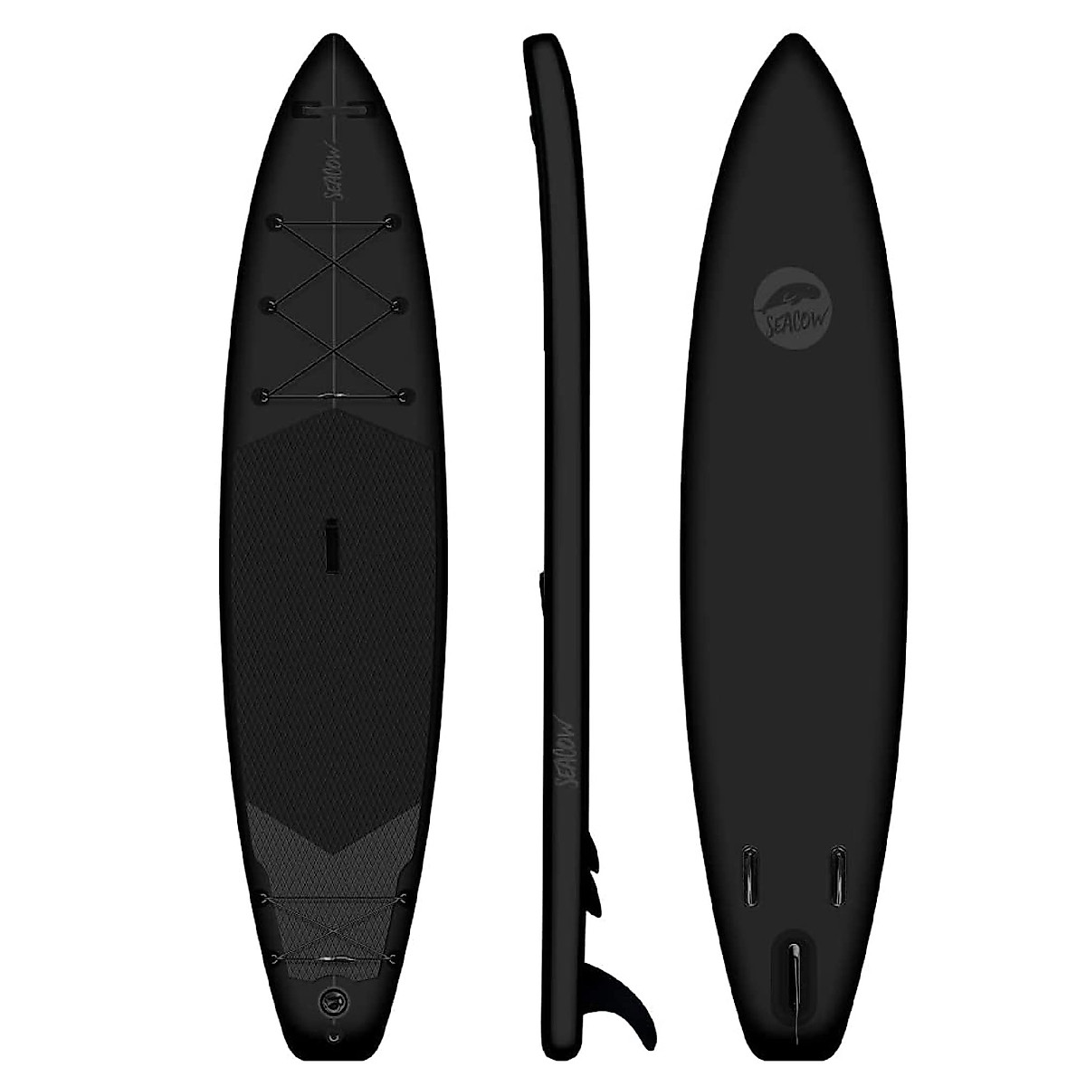 Seacow Darkside PRO ISUP Paddle Board Kit - Ultra Light Inflatable SUP - Everything Included with Standup Paddleboard (Black/Grey)