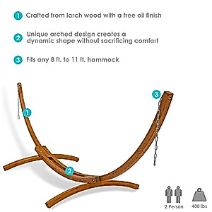 Sunnydaze 12-Foot Curved Wood Hammock Stand Only - 2-Person Wooden Hammock Arc Stand - Heavy-Duty 400-Pound Capacity